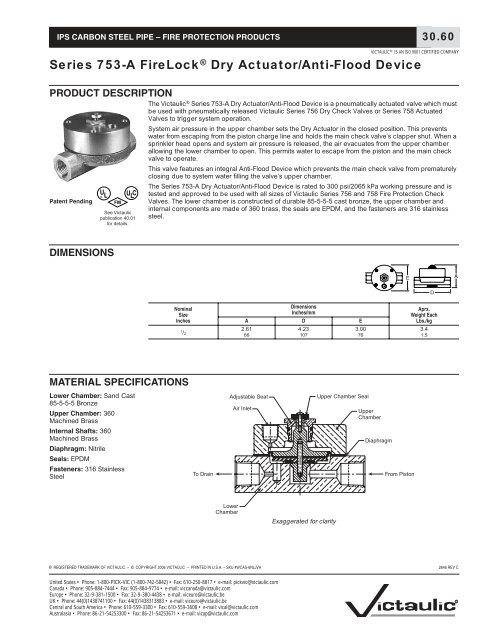 Series 753-A FireLock® Dry Actuator/Anti-Flood Device - Victaulic