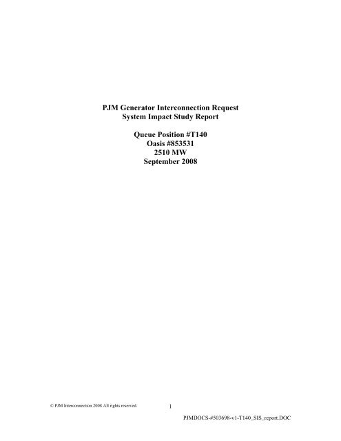 PJM Generator Interconnection Request System Impact Study ...