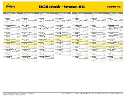 ENCORE Schedule - November, 2012 - Starz