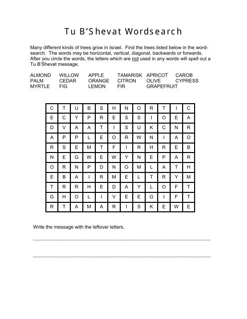 Tu B'Shevat Wordsearch.pub