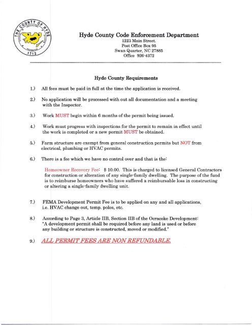 Ocracoke Building Permit Package - Hyde County, North Carolina