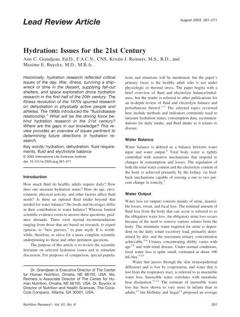 Research Paper: Hydration - Coca Cola