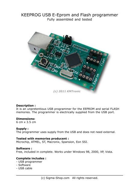 KEEPROG USB E-Eprom and Flash programmer