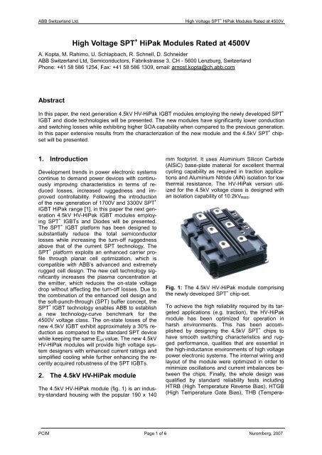 High Voltage SPT+ HiPak Modules Rated at 4500V - 5S Components