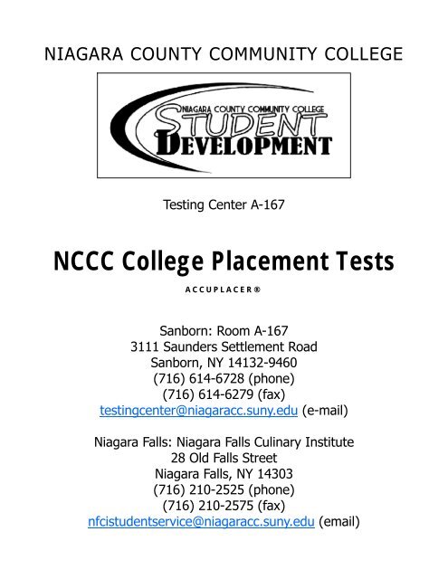 NCCC College Placement Tests - Niagara County Community College