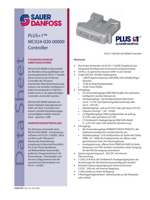 520L0750_PLUS+1 MC024-020-00000 DS_12 ... - Sauer-Danfoss