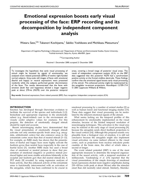 Emotional expression boosts early visual processing of the face ...
