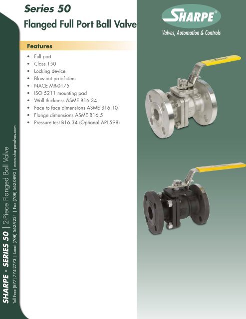 Series 50 Flanged Full Port Ball Valve - SharpeÂ® Valves