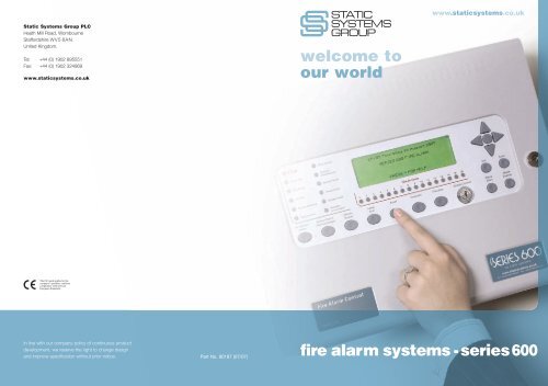 Series 600 Fire Alarm Systems - Static Systems Group plc