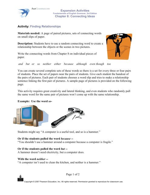 Expansion Activities Chapter 8: Connecting Ideas Activity: Finding ...