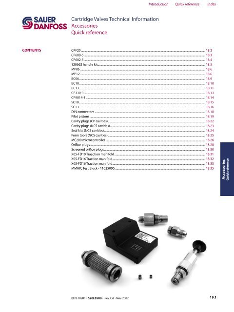 Cartridge Valves Technical Information ... - Sauer-Danfoss