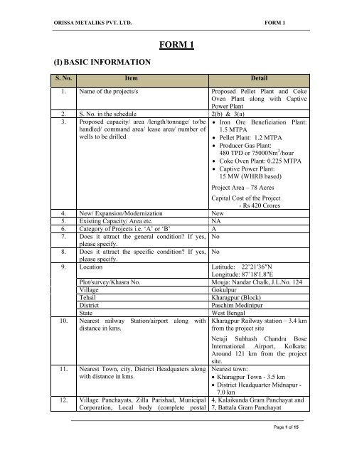 FORM 1 - West Bengal Pollution Control Board