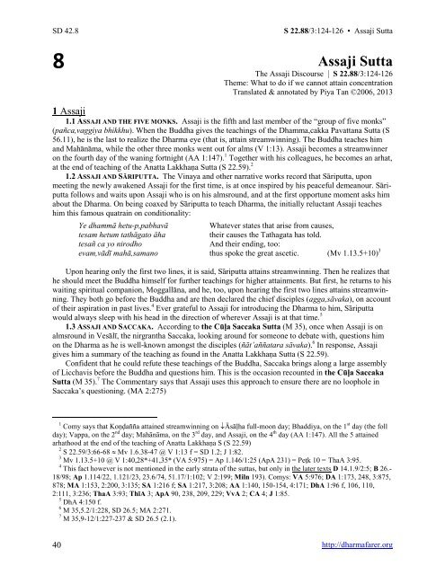 Assaji Sutta - The Dharmafarers