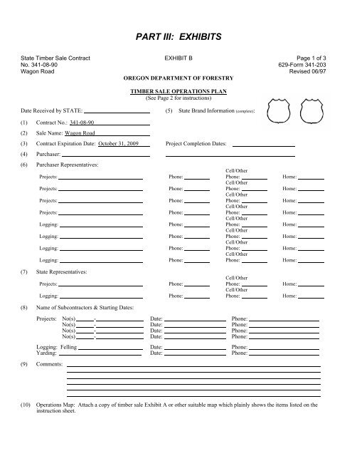 Timber Sale Contract, 2004 Working Copy (v 3) - Oregon ...