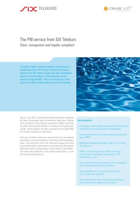The PIB service from SIX Telekurs - SIX Financial Information
