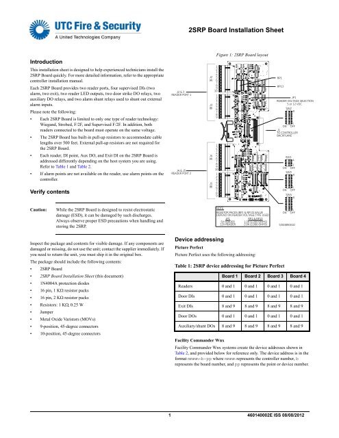 2SRP Board Installation Sheet - UTCFS Global Security Products