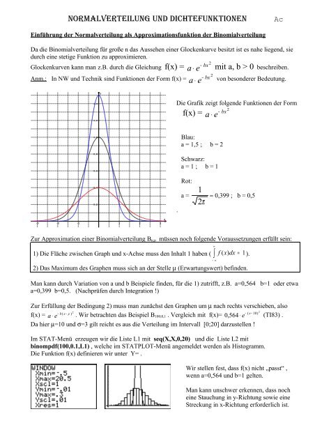 Normalverteilung und Dichtefunktionen (Ac) - K-achilles.de