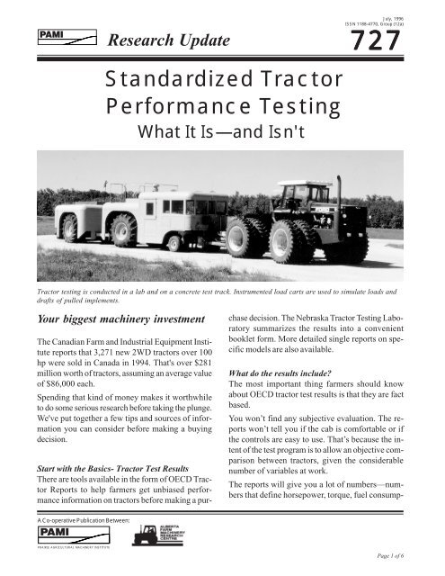 Standardized Tractor Performance Testing, What It Is â And Isn't - PAMI