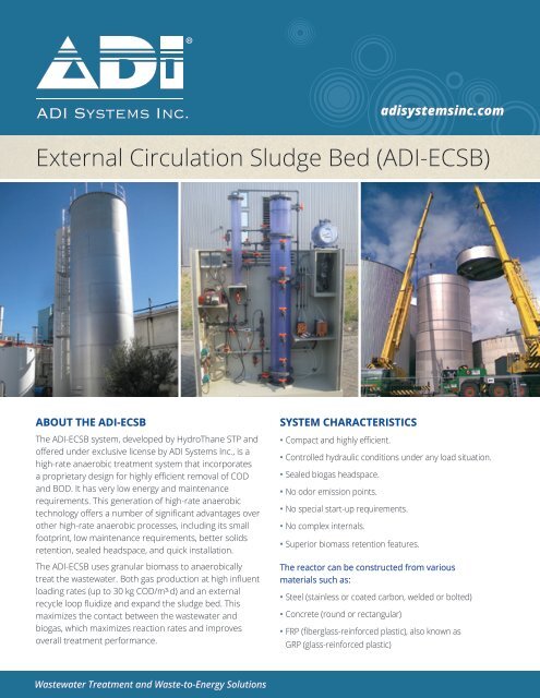 adi-ecsb (external circulation sludge bed) - ADI Systems Inc.