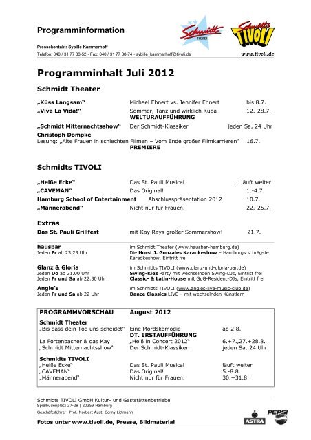 Faszinierend Tivoli Schmidts Programm Ebenbild