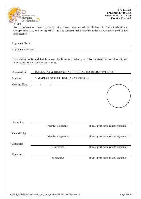 P.O. Box 643BALLARAT, VIC