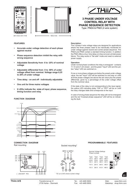 3 PHASE UNDER VOLTAGE CONTROL RELAY WITH ... - Thiim A/S