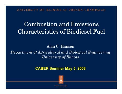 Combustion and Emissions Characteristics of Biodiesel Fuel