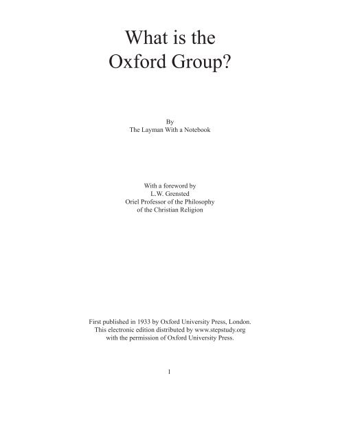 what is the oxford group - Alcoholics Anonymous. AA, Meeting ...
