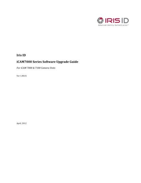 Iris ID iCAM7000 Series Software Upgrade Guide