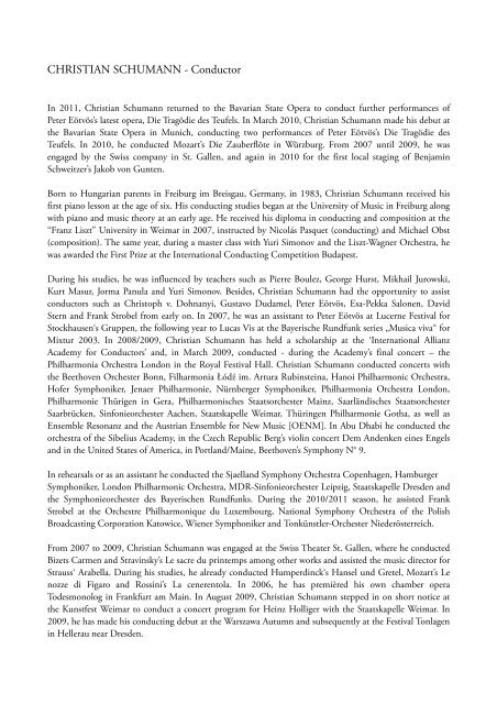 CHRISTIAN SCHUMANN - Conductor