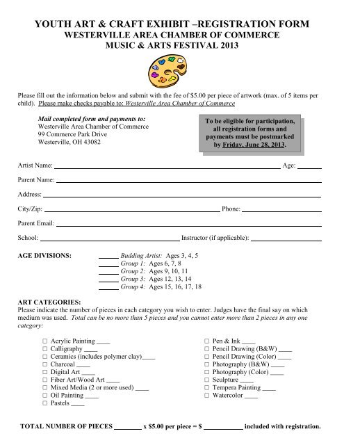 YOUTH ART and CRAFT EXHIBITS APPLICATION FORM