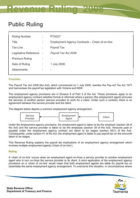 Revenue Ruling PTA027 - State Revenue Office