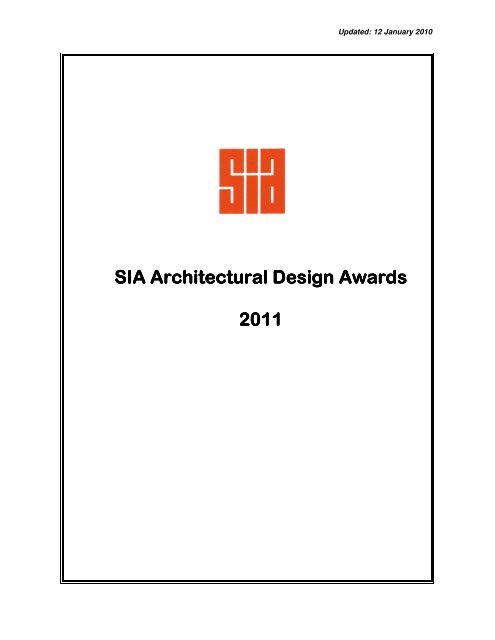 SIA Architectural Design Awards SIA Architectural Design Awards ...