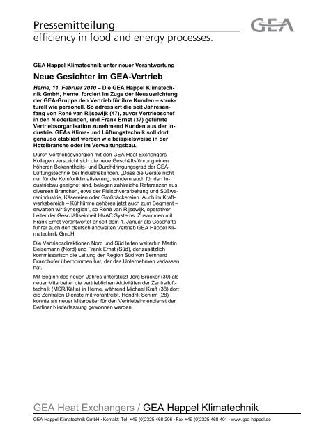 GEA Happel Klimatechnik richtet Vertrieb und Service neu aus