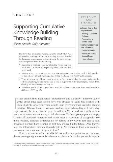 Supporting Cumulative Knowledge Building Through Reading