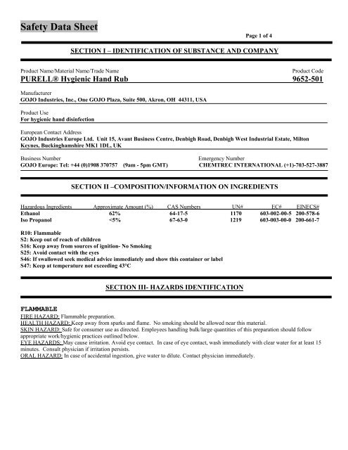 MATERIAL SAFETY DATA SHEET - Barber DTS Tattoo Supplies ...