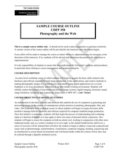 Sample Classroom Course Outline - The Chang School - Ryerson ...