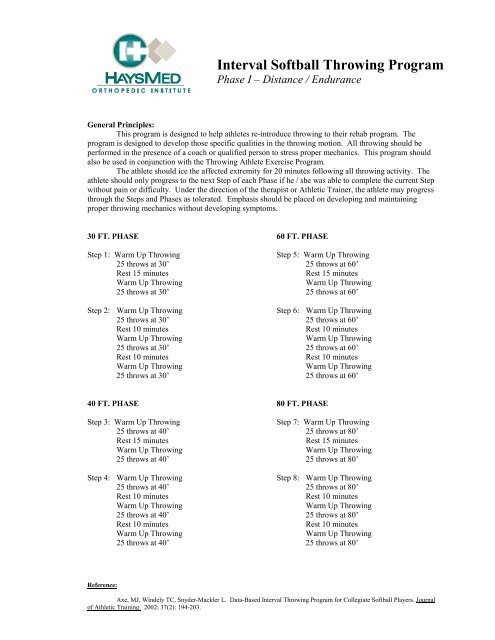 Interval Softball Throwing Program