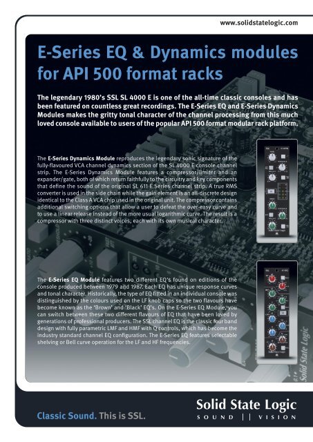 SSL 500 Format Modules Brochure - Solid State Logic