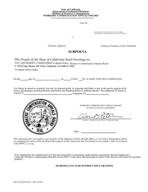 SUBPOENA The People of the State of ... - getMedLegal.com