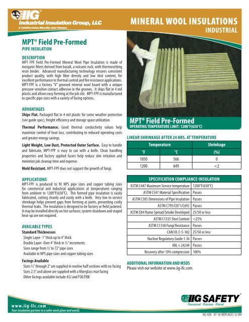 MPT® Field Pre-Formed - Industrial Insulation Group, LLC