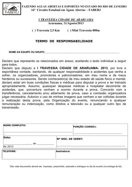 Modelo De Termo De Responsabilidade