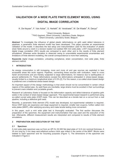 Validation Of A Wide Plate Finite Element Model Using Digital Image