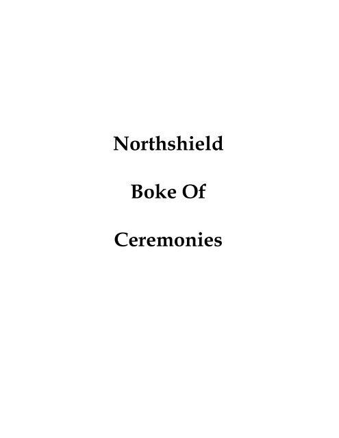Northshield Boke Of Ceremonies - Kingdom of Northshield