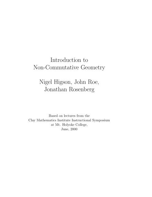 Applications of Non-Commutative Geometry to Topology