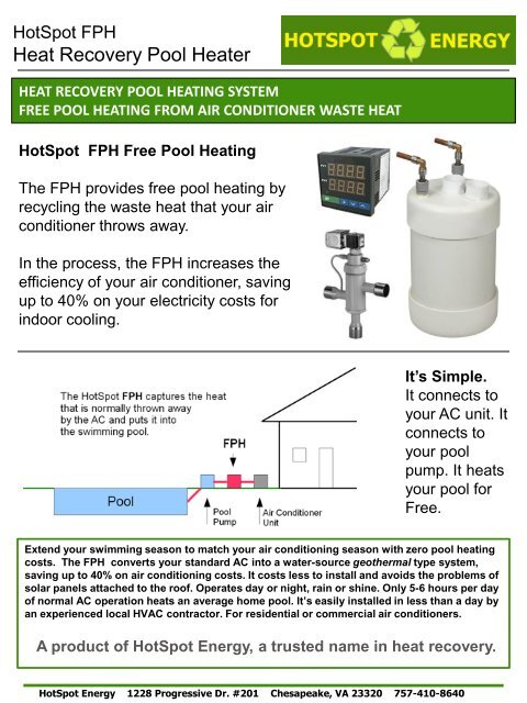 HotSpot FPH Heat Recovery Pool Heater - Heat Recovery Water ...