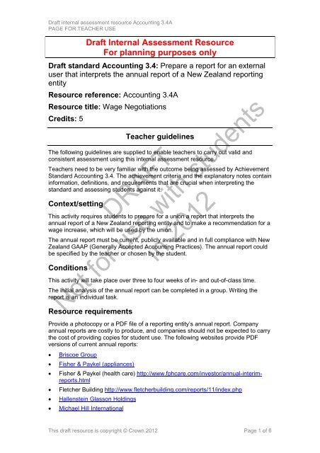 Draft Internal Assessment Resource For planning ... - NCEA on TKI