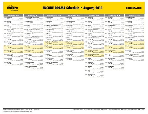 ENCORE DRAMA Schedule - August, 2011 - Starz