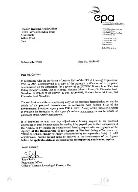 Letter to Third Party - Proposed Determination - EPA