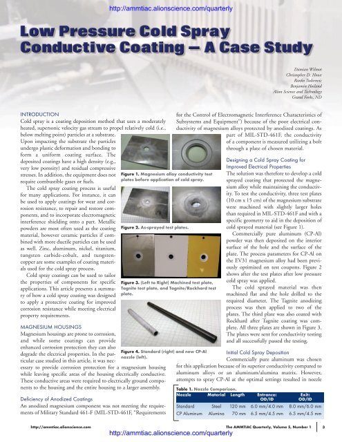 Low Pressure Cold Spray Conductive Coating - Alion Science and ...